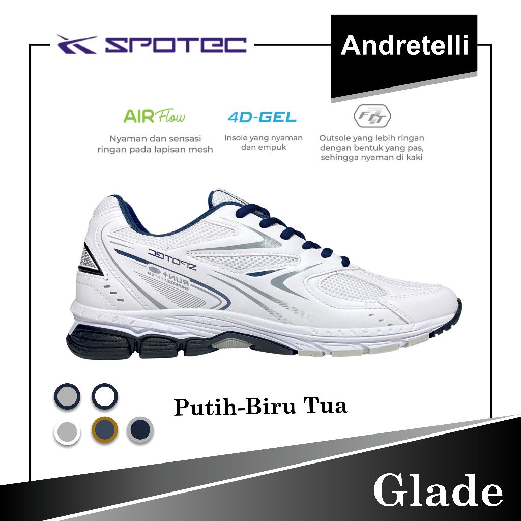Jual SPOTEC GLADE Sepatu Running PUTIH / BIRU TUA | Shopee Indonesia