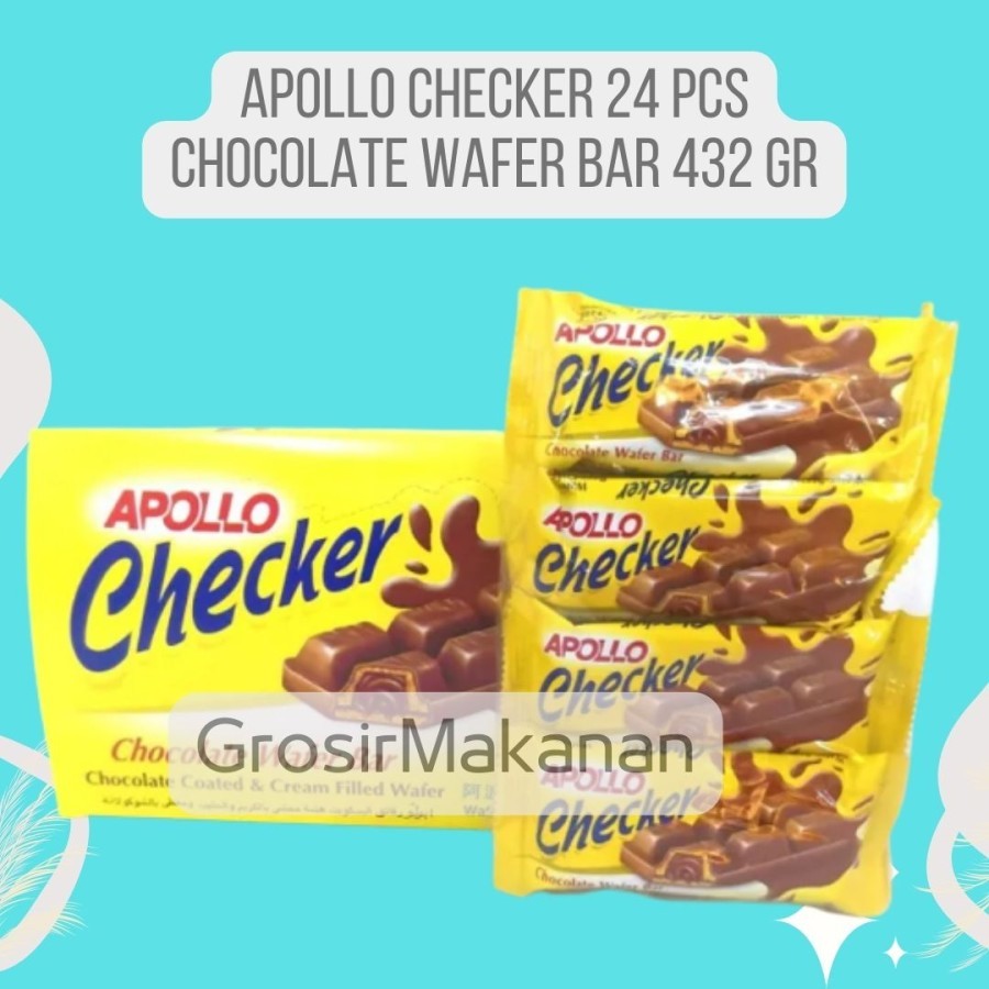 Jual Cemilan Apollo Checker / Chocolate Wafer Bar Isi 24 pcs / 432 gr ...