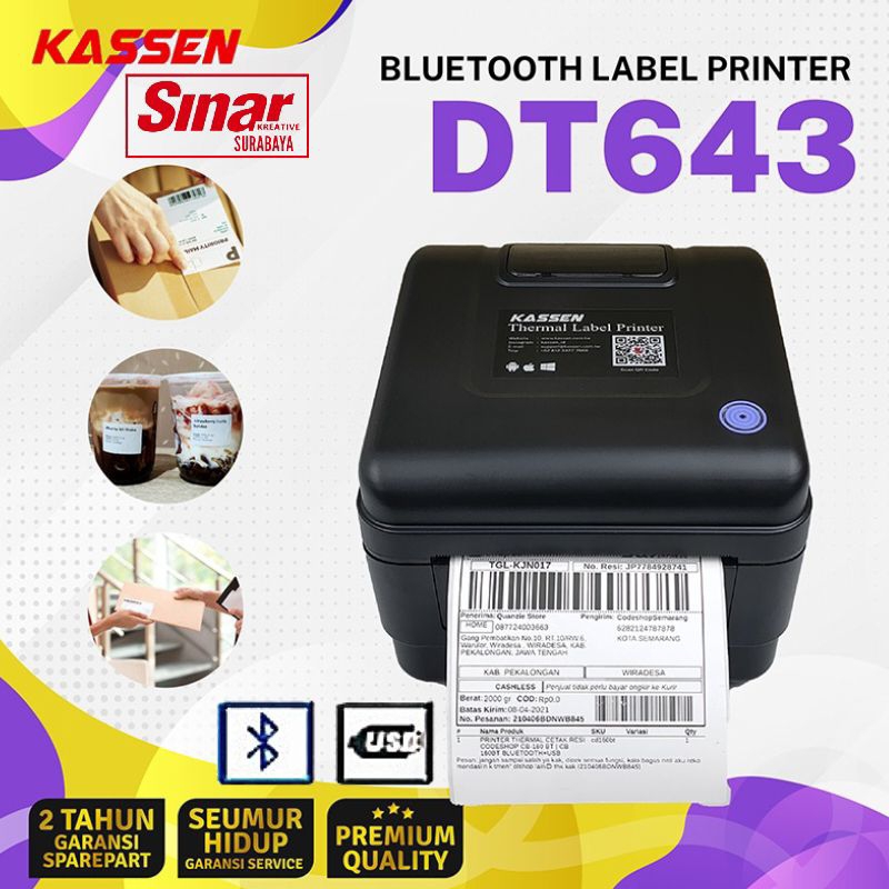 Jual PRINTER BARCODE LABEL 100mm BLUETOOTH USB DT643 - CETAK LABEL ...