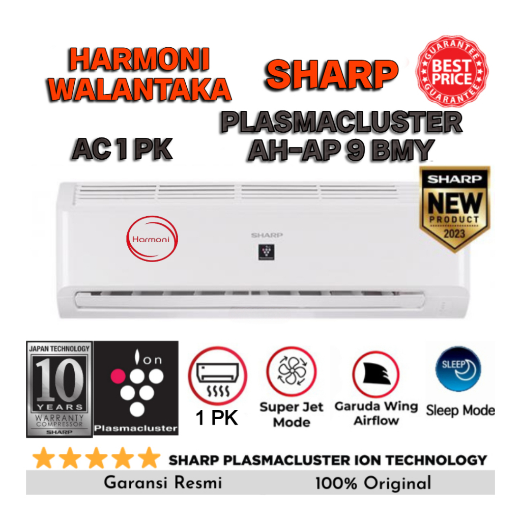 Jual AC SHARP 1 PK PLASMACLUSTER AC SHARP 1 PK PLASMACLUSTER AH-AP 9 ...