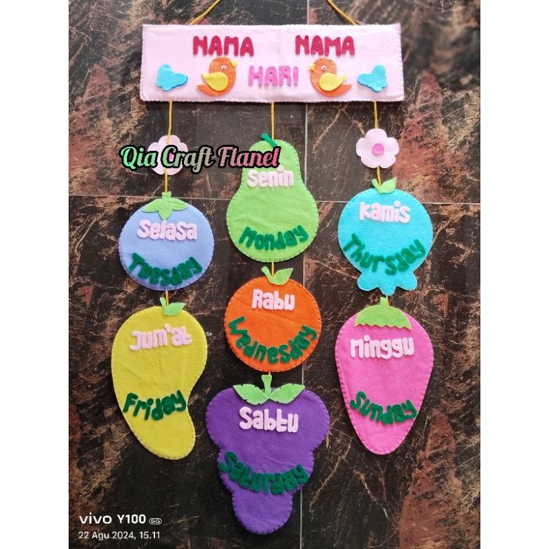 Jual Hiasan kelas kain flanel | Hiasan dinding nama nama hari 2 bahasa bentuk buah | Shopee ...