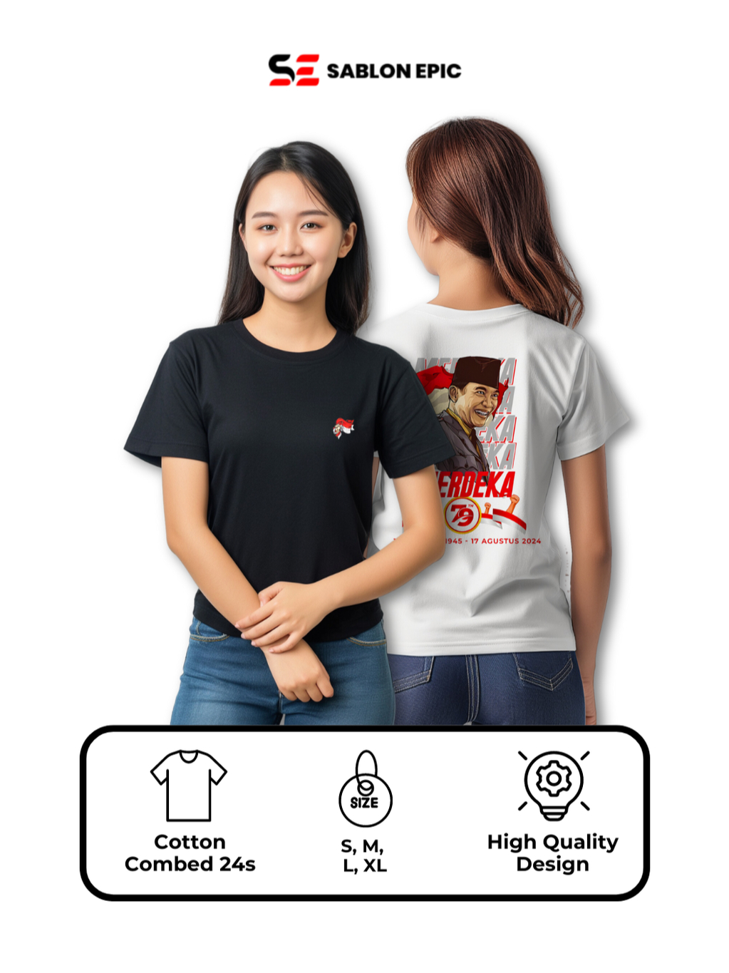 Jual Indonesia Merdeka | Custom Kaos Sablon DTF Satuan | Logo Nama ...