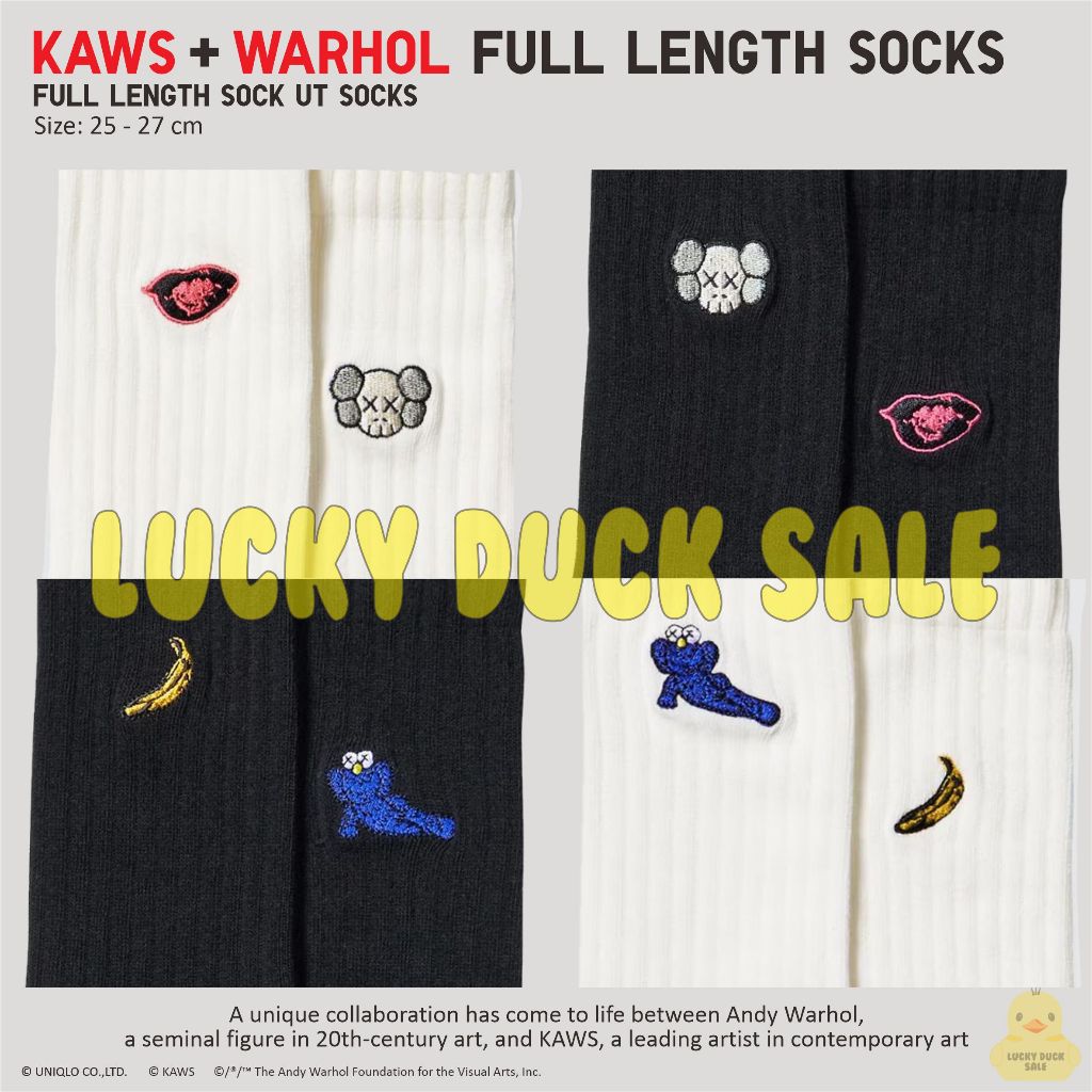 Jual Kaws Warhol UT Socks UNIQLO Kaws + Andy Warhol Kaus Kaki Full ...