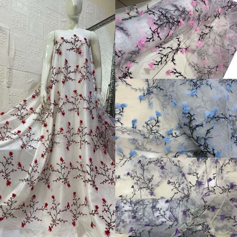 Jual Kain tile motif gaun sandra dewi/bahan tile valentino.tile korea ...