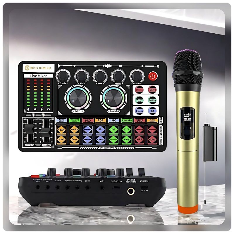 Jual Paket Sound card F999 + MKF-01 Plus Mic Wireless alat Live ...
