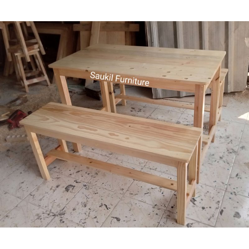 Jual set meja makan cafe, meja makan warung kayu jati belanda | Shopee Indonesia