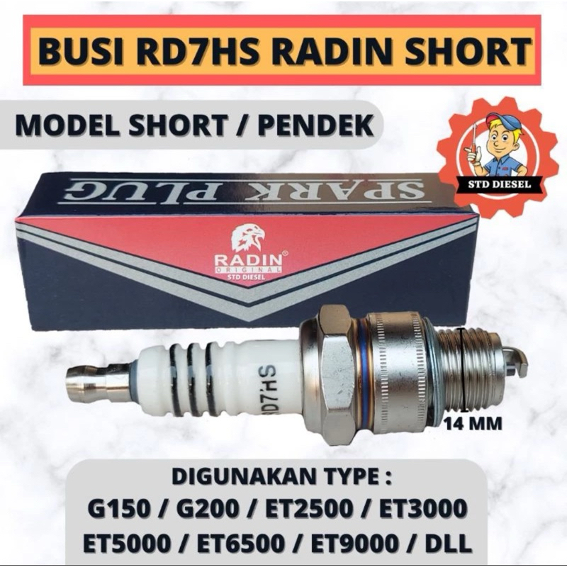 Jual BUSI RADIN ORIGINAL 1 PCS BUSI KEPALA PENDEK RD7HS MESIN GENSET ...