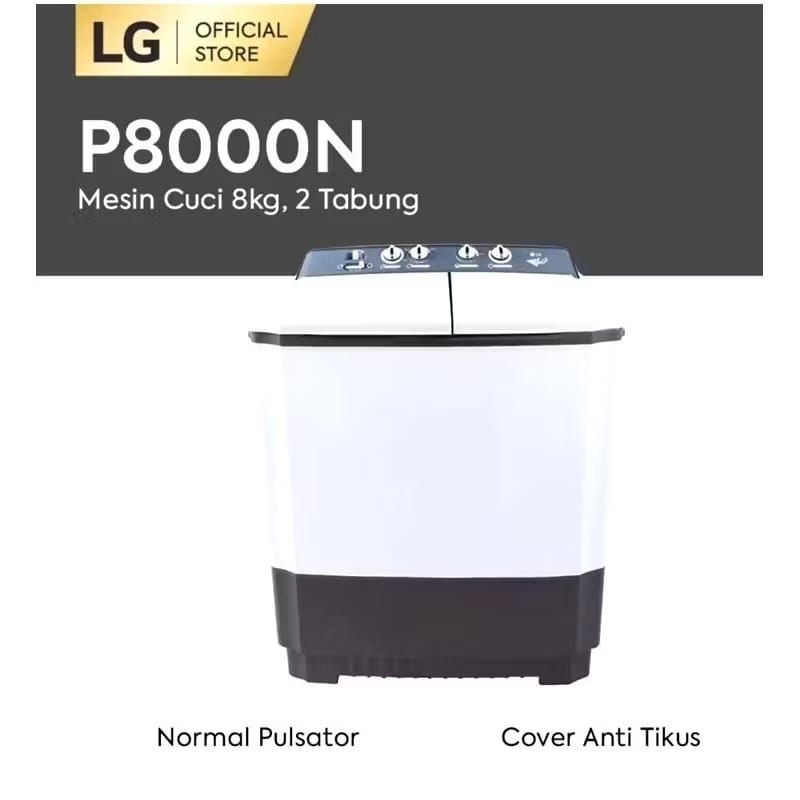 Jual LG MESIN CUCI 2 TABUNG 8KG 8 KG P8000N P 8000N | Shopee Indonesia