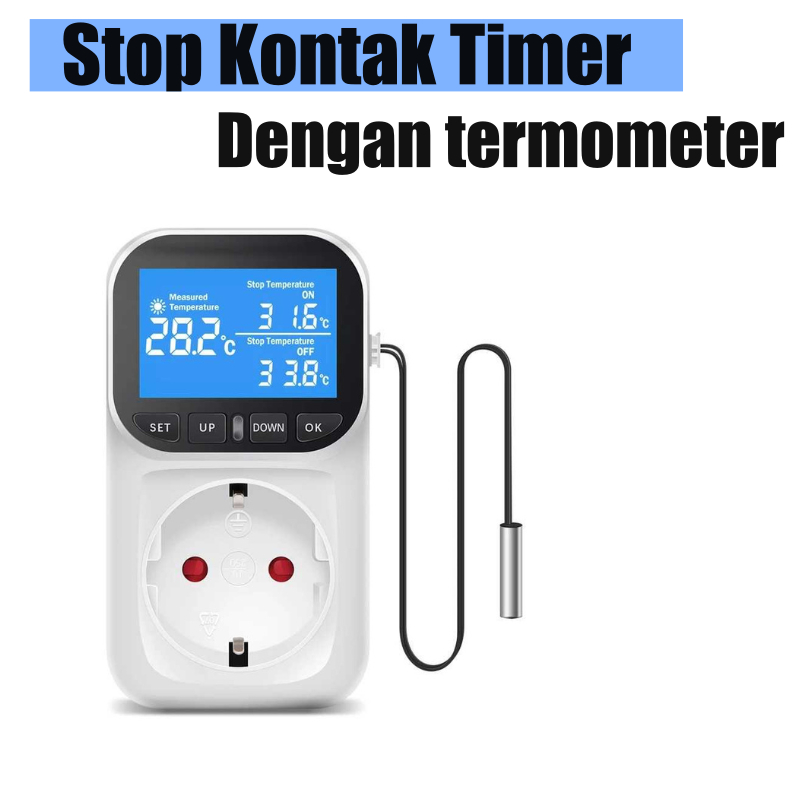 Jual Stop kontak timer listrik dengan thermometer Programmable EU Plug ...