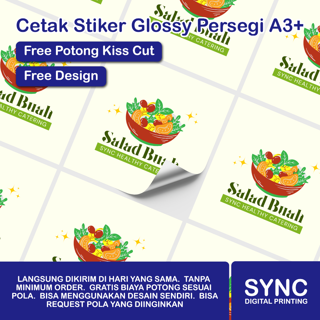 Jual Cetak Stiker Persegi Kotak A3 Plus Label Kemasan Makanan Minuman ...