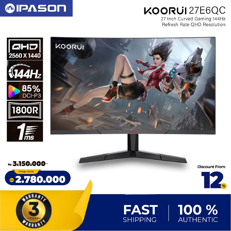 Jual KOORUI monitor 27 inch monitor gaming QHD monitor 27 inch 144hz ...