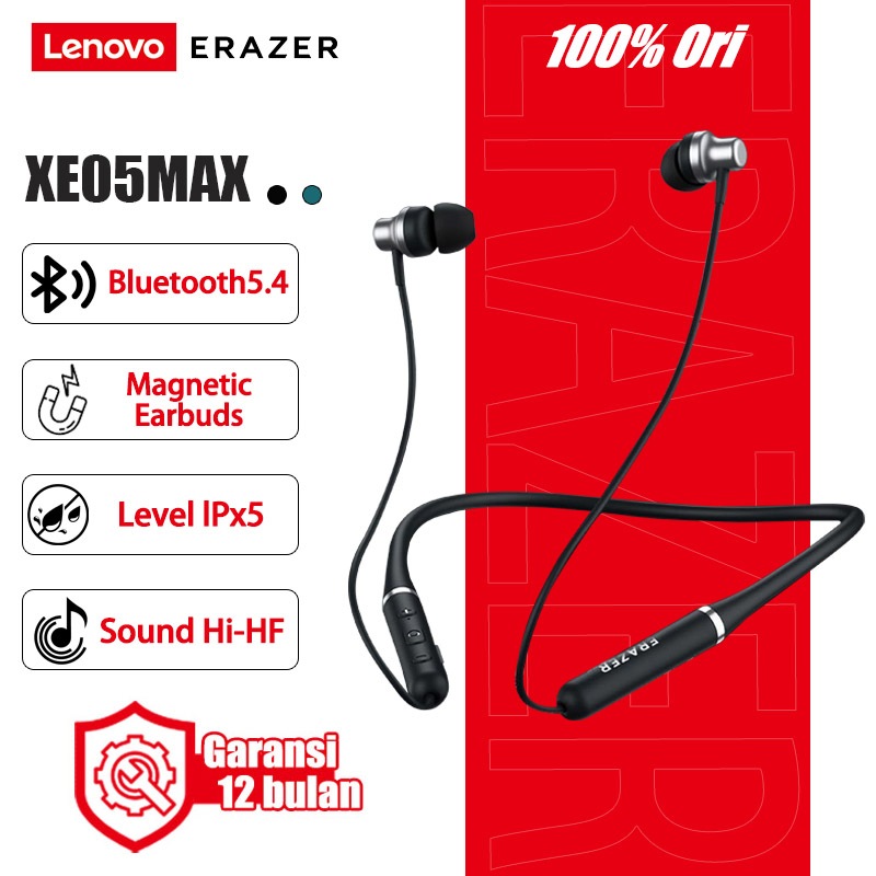 Jual Lenovo ERAZER XE05MAX Headset Bluetooth V5.4 Earphone Neckband ...