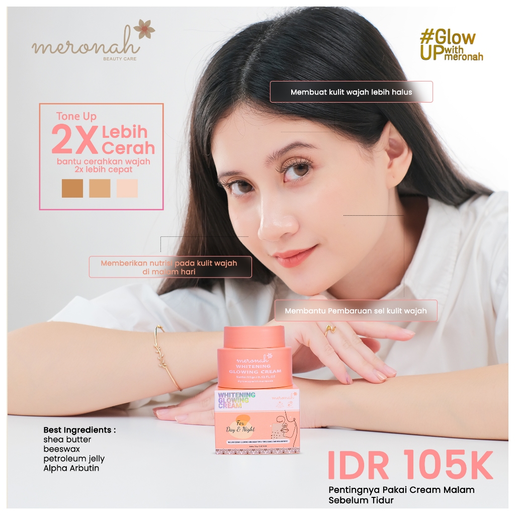 Jual KRIM FLEK HITAM AMPUH MERONAH GLOWING CREAM | Shopee Indonesia