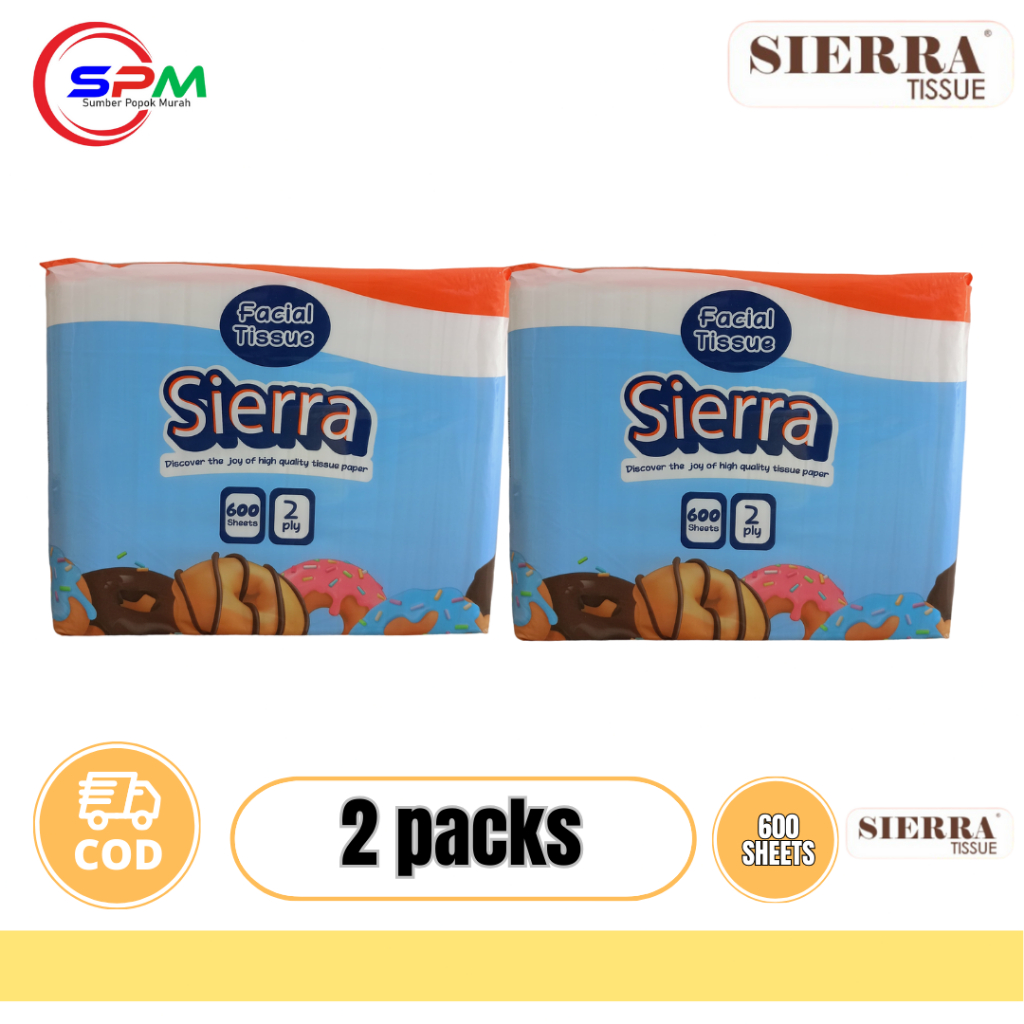 Jual PAKET 2 PACKS Sierra Tissue 600 Sheets - Facial Tissue / Tisu ...