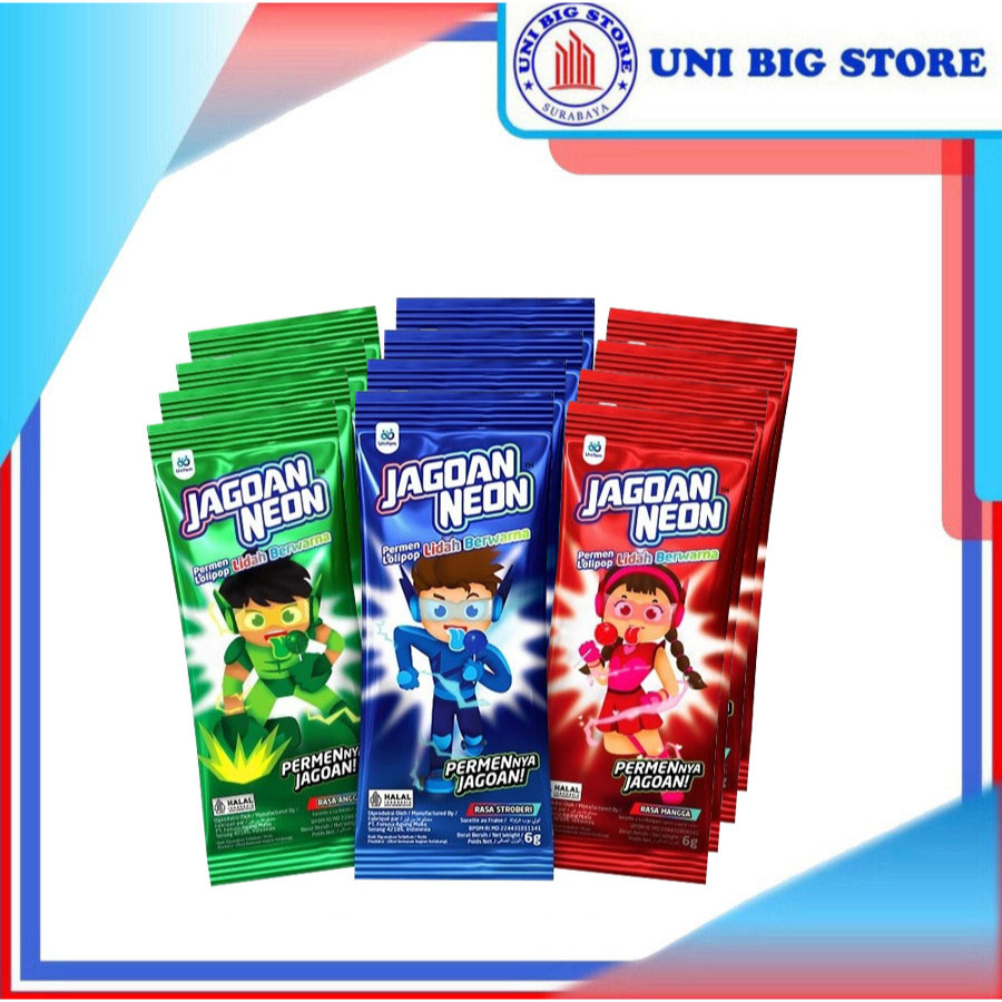 Jual Jagoan Neon Permen Lollipop Anggur | Stroberi | Mangga 36 pcs x 6 ...
