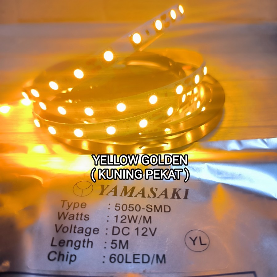 Jual YAMASAKI LAMPU LED STRIP 5050 DC 12V 5M YELLOW GOLDEN ( KUNING ...