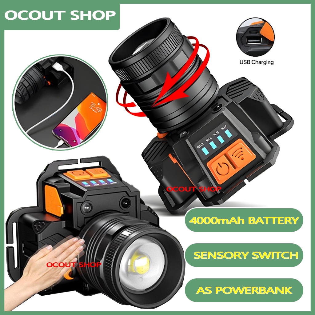 Jual Senter Kepala Led T8 zoom super/lampu depan tahan air sensor gerak/LED senter super terang ...