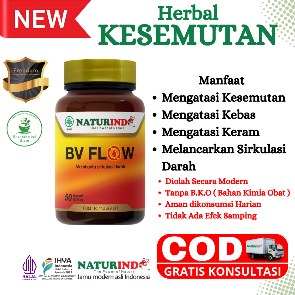 Jual Herbal BV Flow Naturindo 50 Kapsul Redakan Kesemutan, Kebas, dan ...