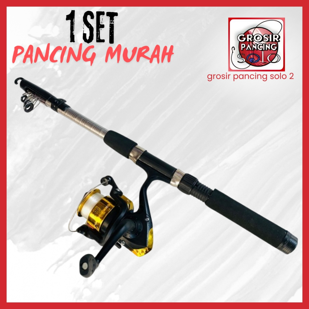Jual 1 set joran pancing spinning murah dan reel bonus senar {COD} 1 ...