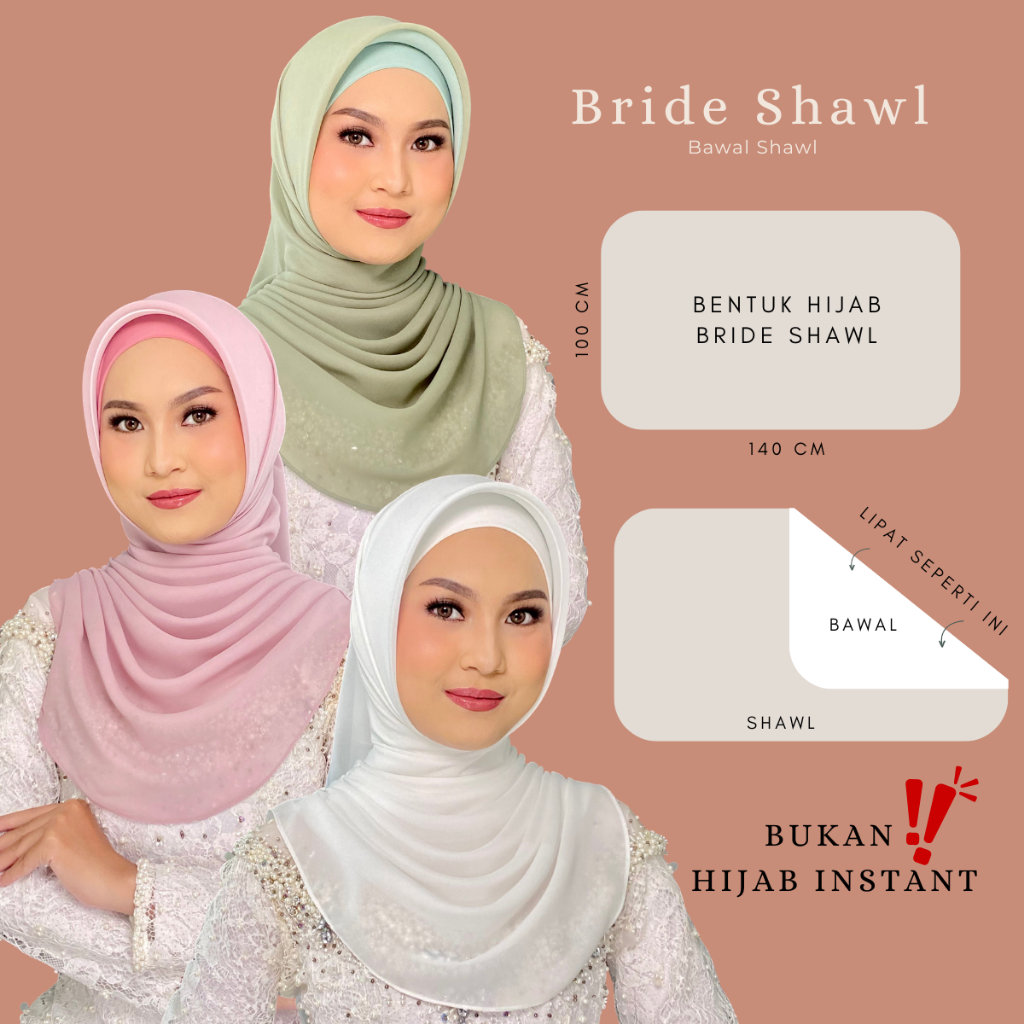 Jual (BRIDE SHAWL) BUKAN DRAPERY INSTAN! Hijab Pernikahan | Shopee ...