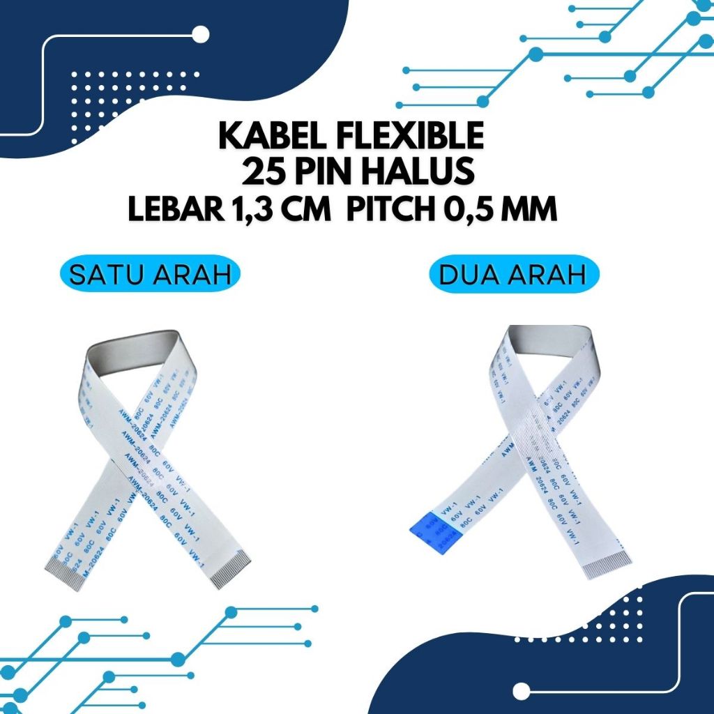 Jual Kabel Flexible 25 Pin Halus 0,5mm Lebar 1,3cm panjang 5 cm sampai ...
