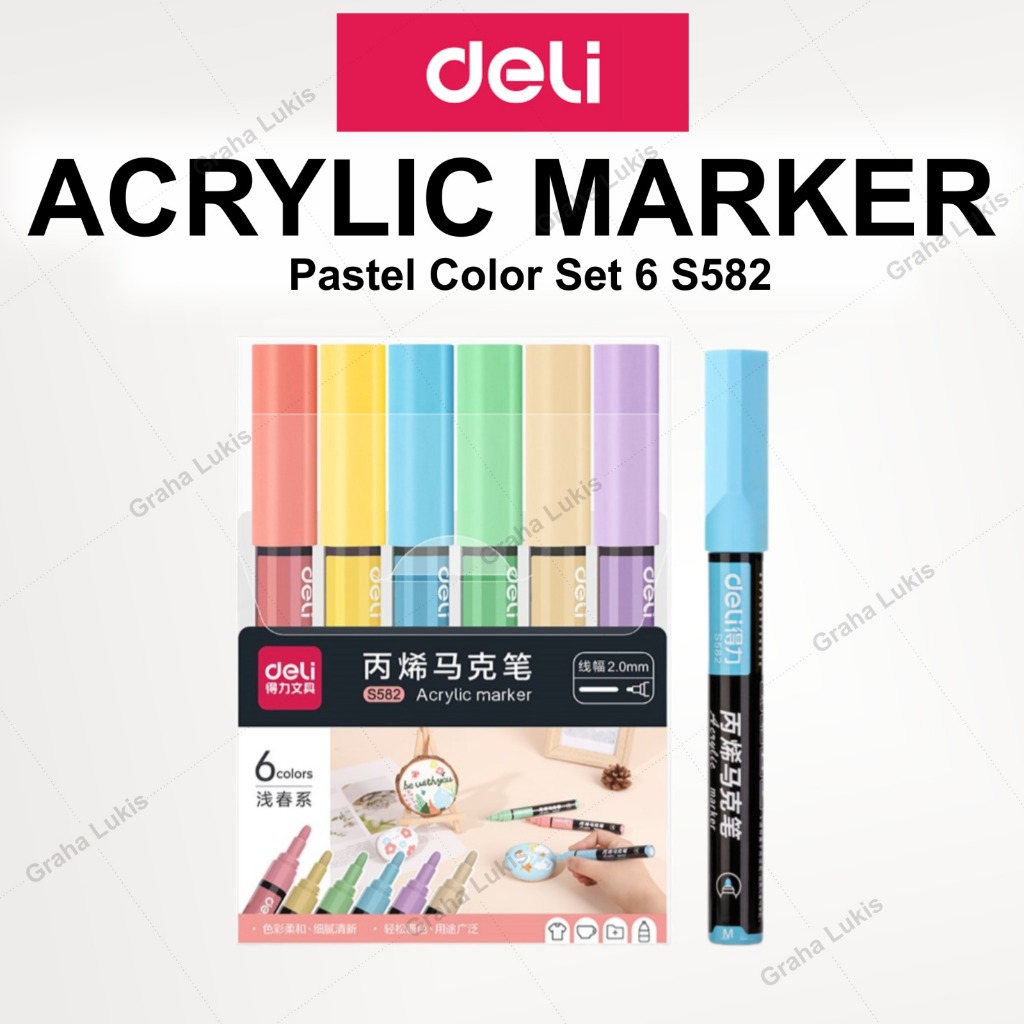 Jual Deli Acrylic Marker / Spidol Akrilik Papan Tulis / Kaca 6 Warna ...