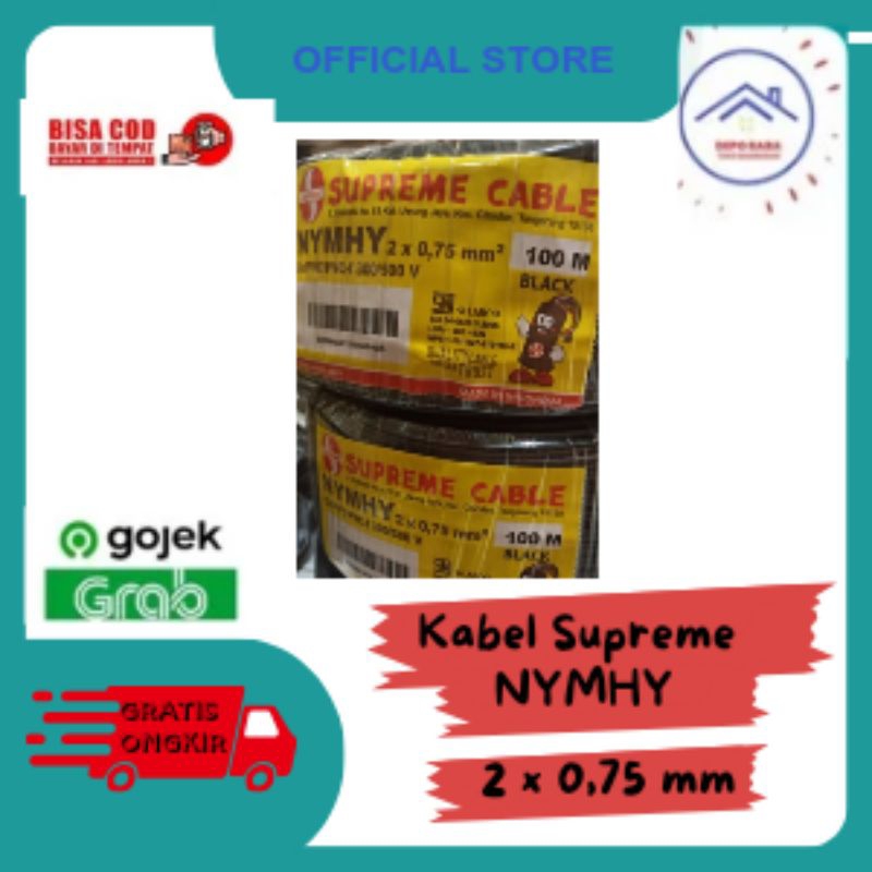 Jual Kabel NYMHY Supreme 2 x 0,75 mm Hitam/Putih Serabut ( 100 Meter ) | Shopee Indonesia
