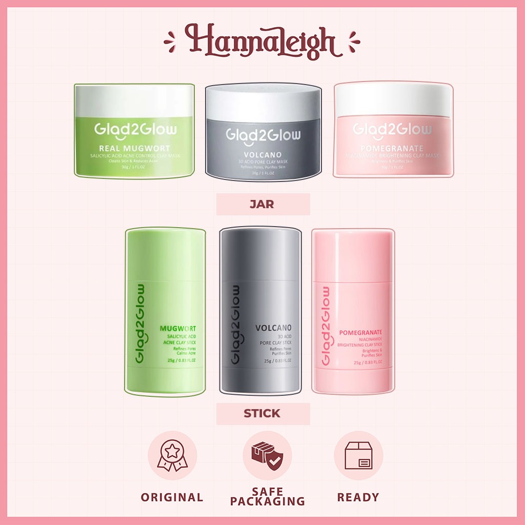 Jual GLAD2GLOW - G2G Mask Series | Pomegrante Volcano Mugwort Clay Mask Face Cleansing Stick ...