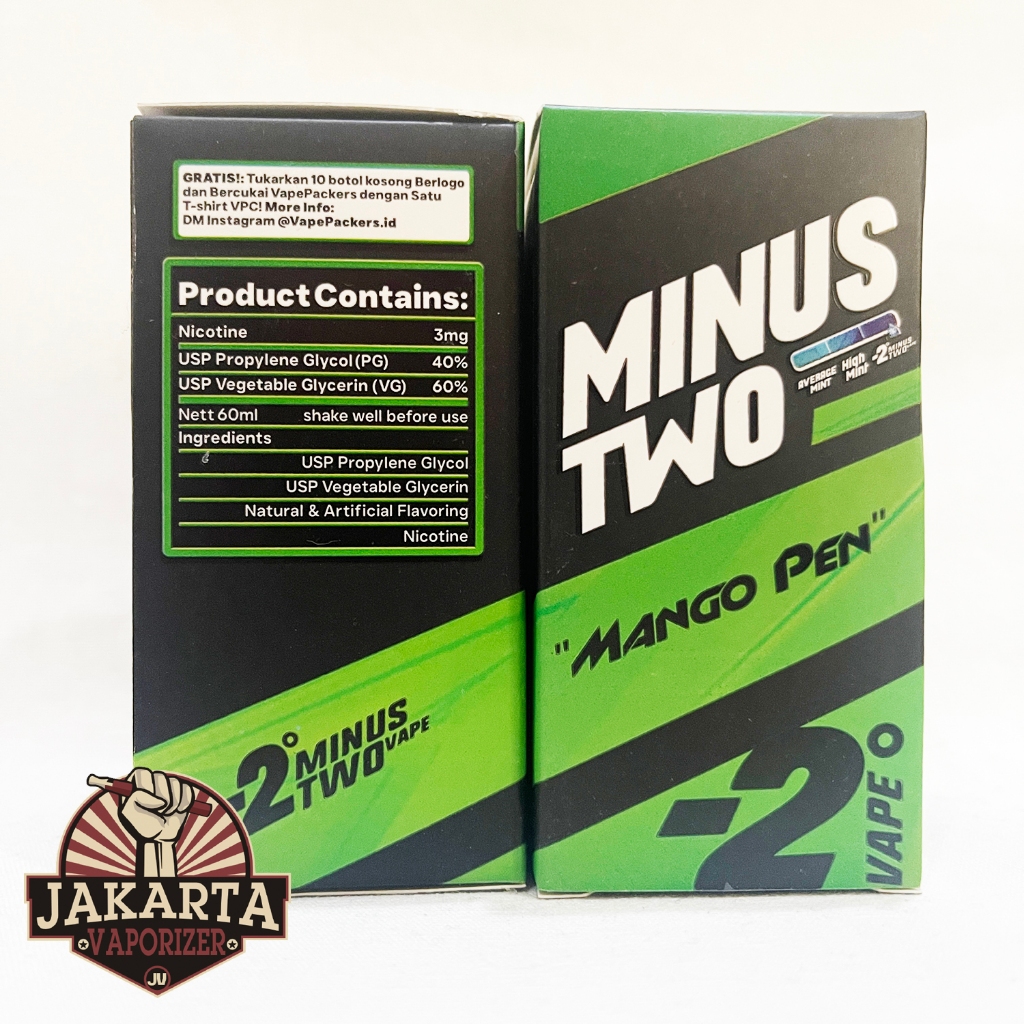 Jual MINUS TWO V5 MANGO PEN 60ML 3MG BY VAPEPACKERS | Shopee Indonesia