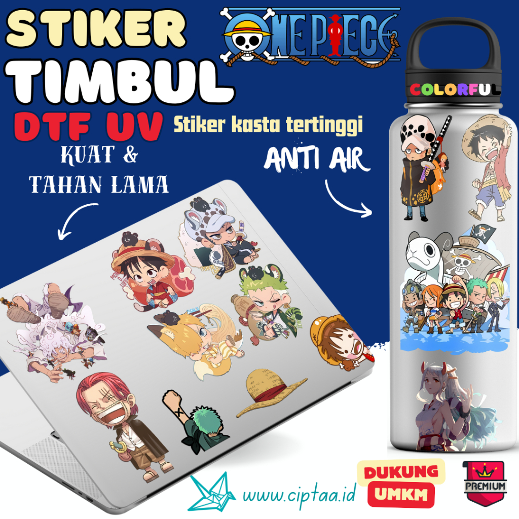 Jual Stiker One Piece - Stiker Timbul DTF UV - Sticker Anime Chibi ...