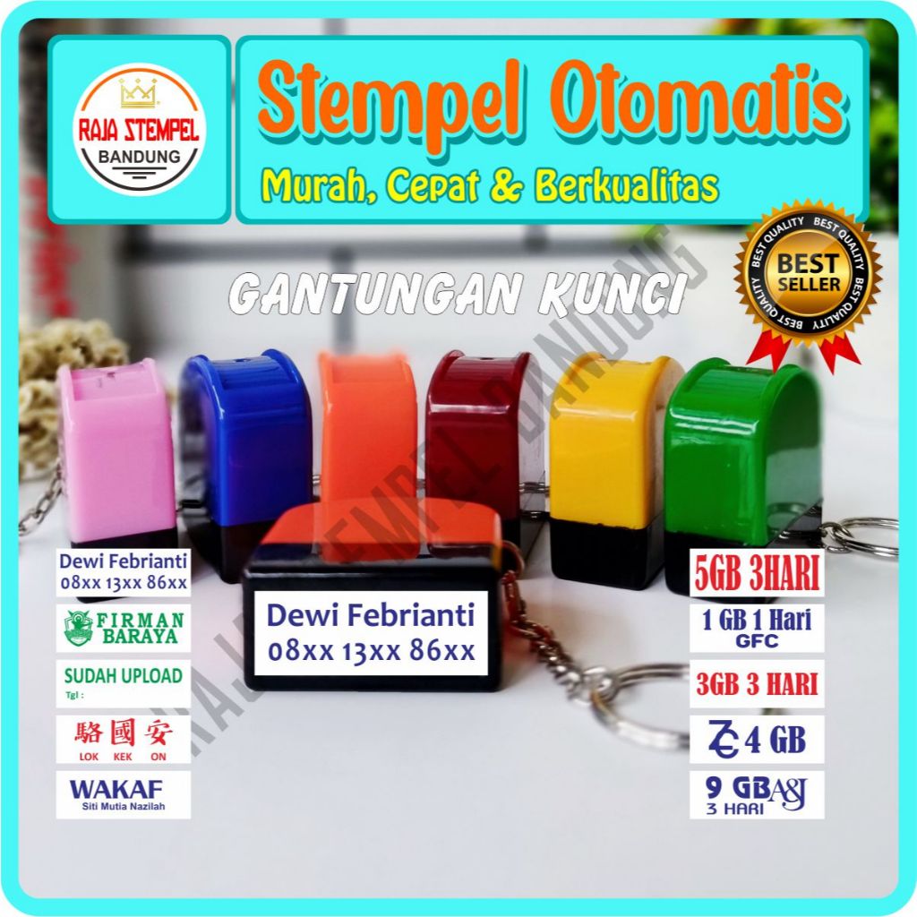 Jual STEMPEL FLASH OTOMATIS GANTUNGAN KUNCI KECIL PRAKTIS UKURAN 3X1CM STAMPEL VOCER STEMPLE ...