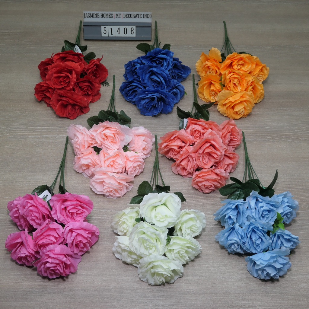 Jual Bunga Mawar Kazaki Rose Mekar Jepang 7Kuntum Dekorasi 51408 ...