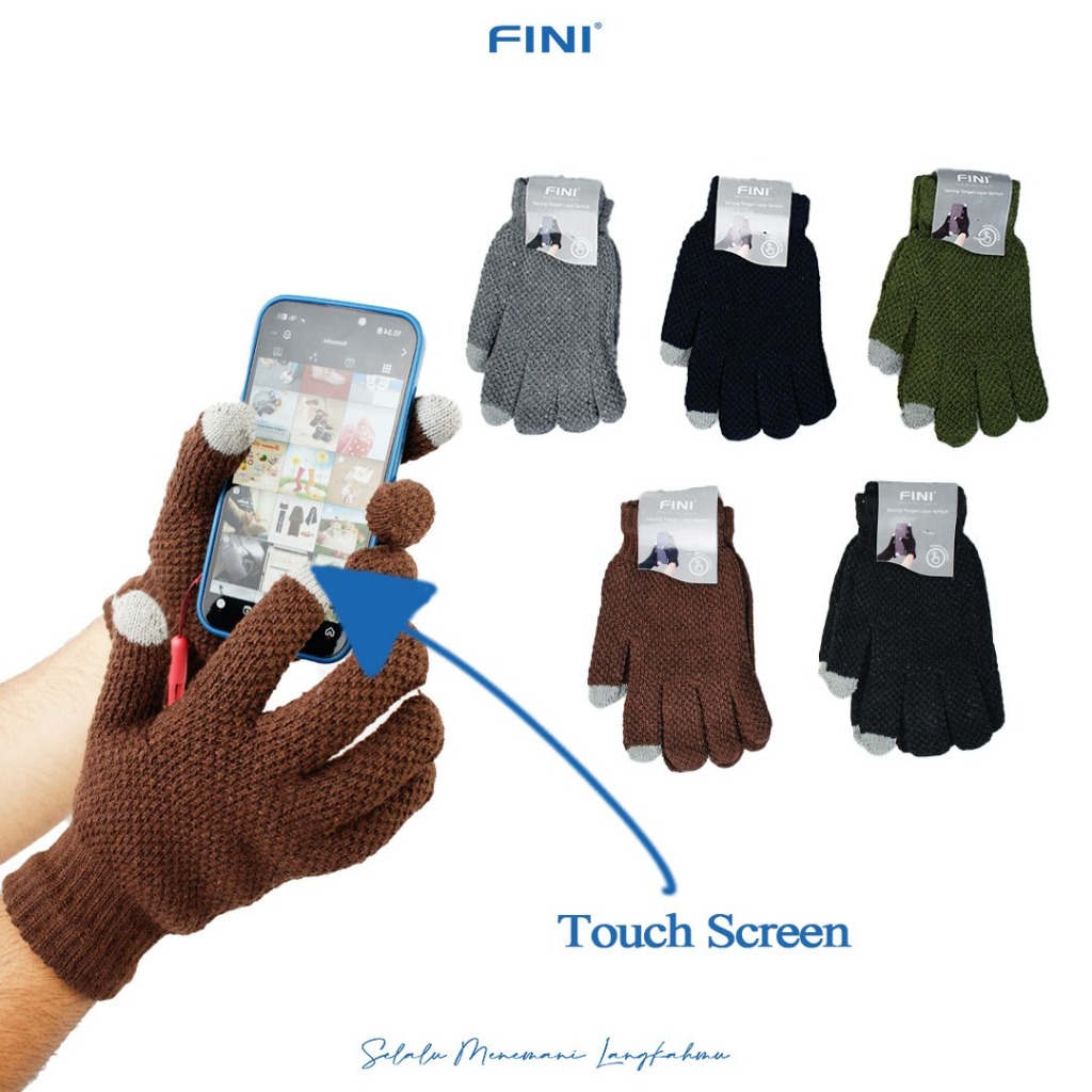 Jual FINI, Sarung Tangan Touch Screen Rajut Unisex, Banyak Warna ...