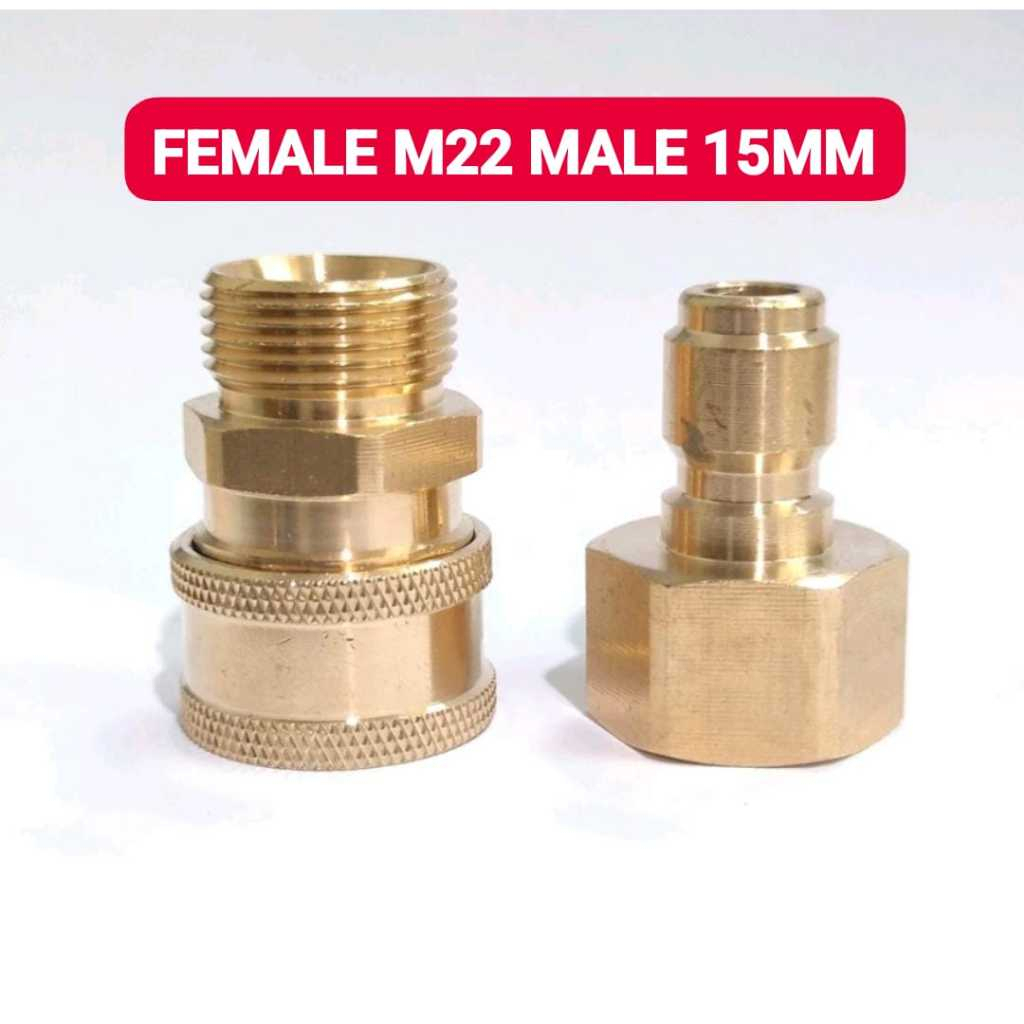 Jual CAJ 2pcs Konektor Adaptor M22 * Male 15mm Untuk Pressure Washer ...