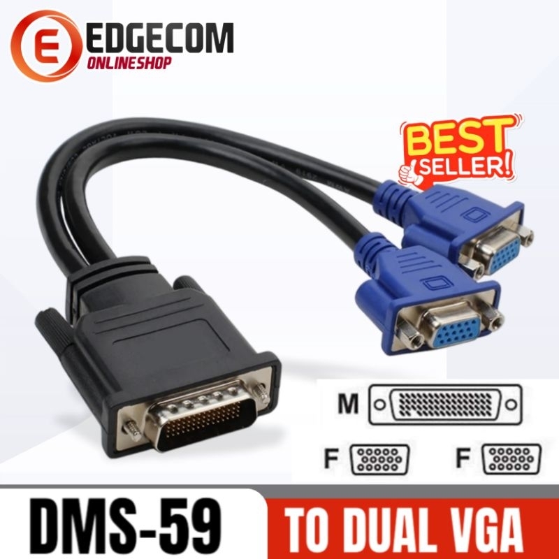 Jual Kabel DMS-59 PIN to Dual port VGA Female Splitter / DVI 59 pin to ...