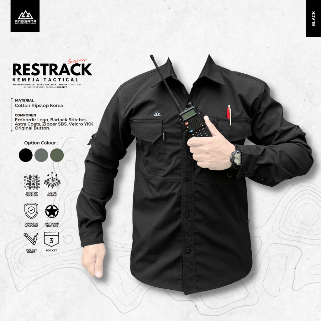 Jual Kemeja Angsana seri Restrack Elegant Millitary Concept | Shopee Indonesia