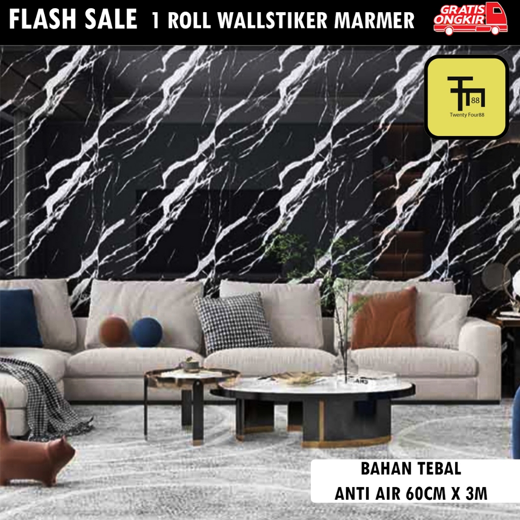 Jual Wallpaper Dinding Marble Roll Foam PVC Premium 3 Meter Anti Air ...