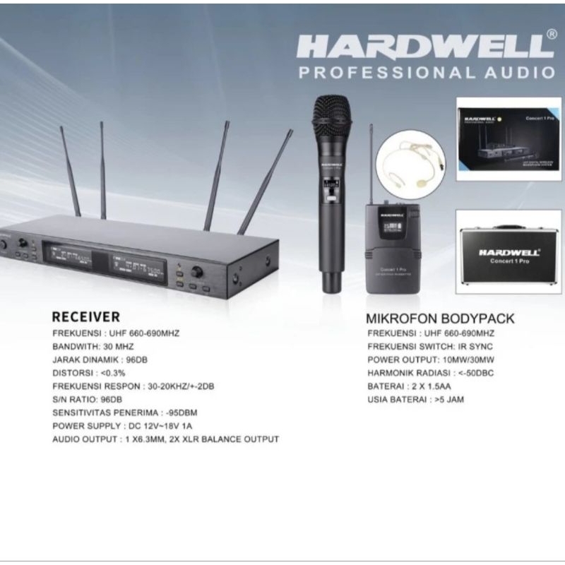 Jual Mic Wireless Hardwell Concert 1 Pro Original Pegang Jepit Headset ...
