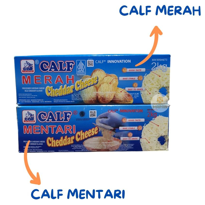Jual Keju Cheddar Calf Mentari 2kg/Calf Merah 2Kg | Cheddar Cheese Calf ...