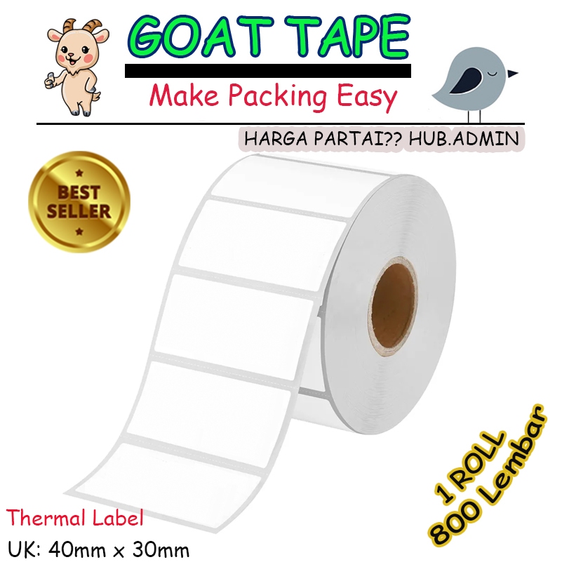 Jual Kertas Sticker Label Thermal Resi 40x30 mm | isi 800 Lembar per ...