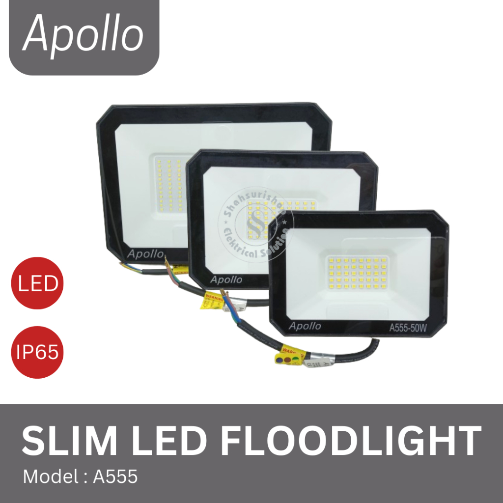 Jual APOLLO FLOOD LIGHT LAMPU SOROT A555 50W 100W 200W SLIM LED ...