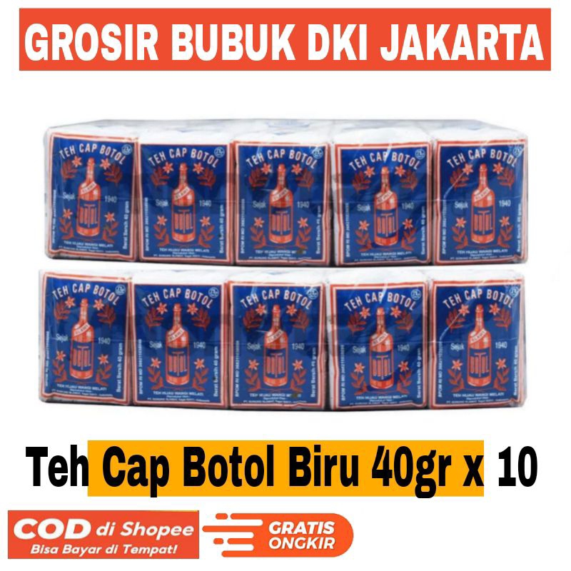Jual Teh Botol Biru 40gr isi 10 Teh tubruk Cap Botol | Shopee Indonesia