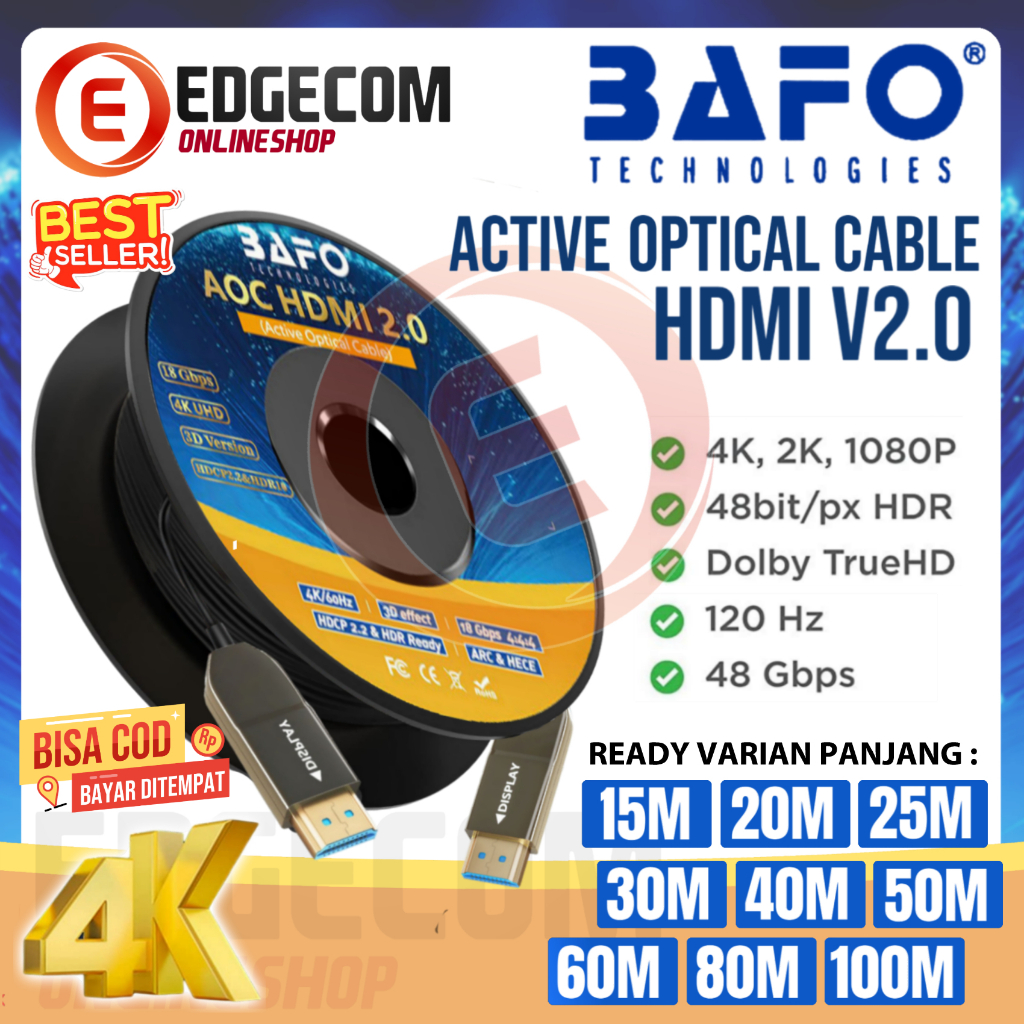 Jual BAFO Kabel HDMI V2.0 4K Fiber Optic (FO) 20 / 25 / 30 METER ...