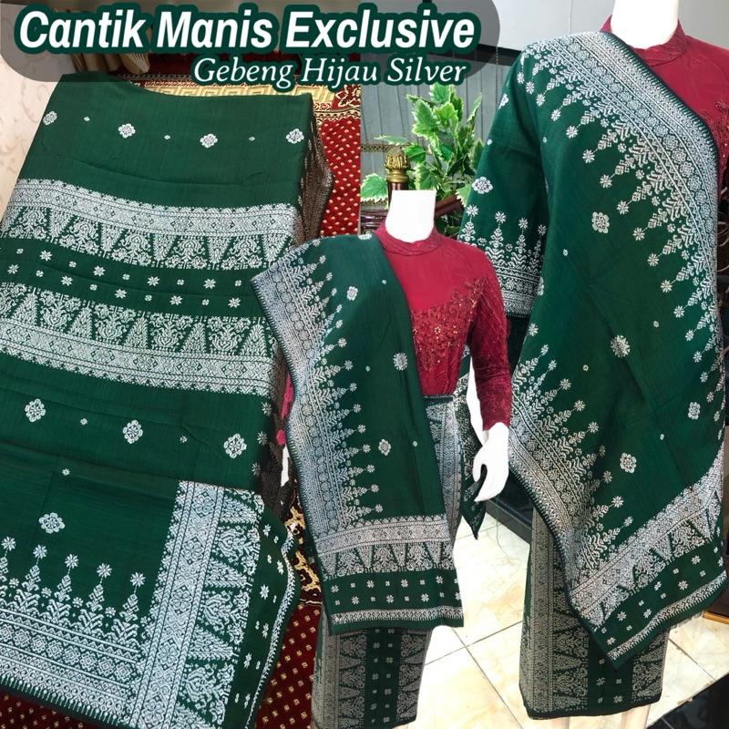 Jual Songket Cantik Manis Exclusive Gebeng Hijau Silver /songket tenun ...