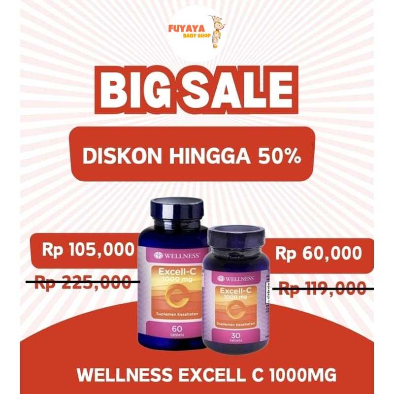 Jual Wellness Excel C 1000 mg 60/30 Tablet / Vitamin C Dewasa | Shopee ...