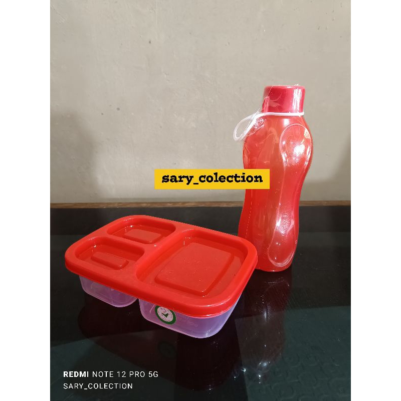Jual Lunch Box Set ( Kotak Makan Bento Sekat 3 SL PLASTIC + Botol Minum EURO 500 ml) | Shopee ...