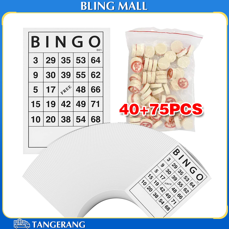 Jual 40 Buah Bingo Card Kartu Bingo Ukuran Besar Dengan 75 Buah Catur ...