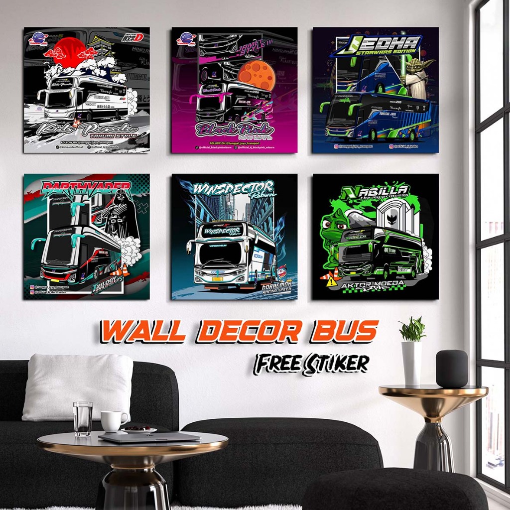 Jual Hiasan Dekorasi Kamar Ruangan Vector Bus Kids Panda JB5 | Black ...