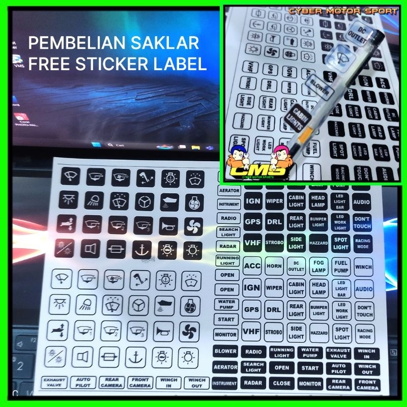 Jual Sticker label saklar panel universal. stiker plastik anti air ...