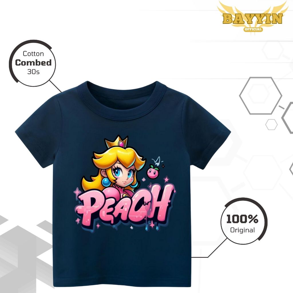 Jual Kaos Anak Custom Nama Combed 30s Gambar QUEEN PEACH Untuk Anak dan Hadiah Anak Laki-Laki ...